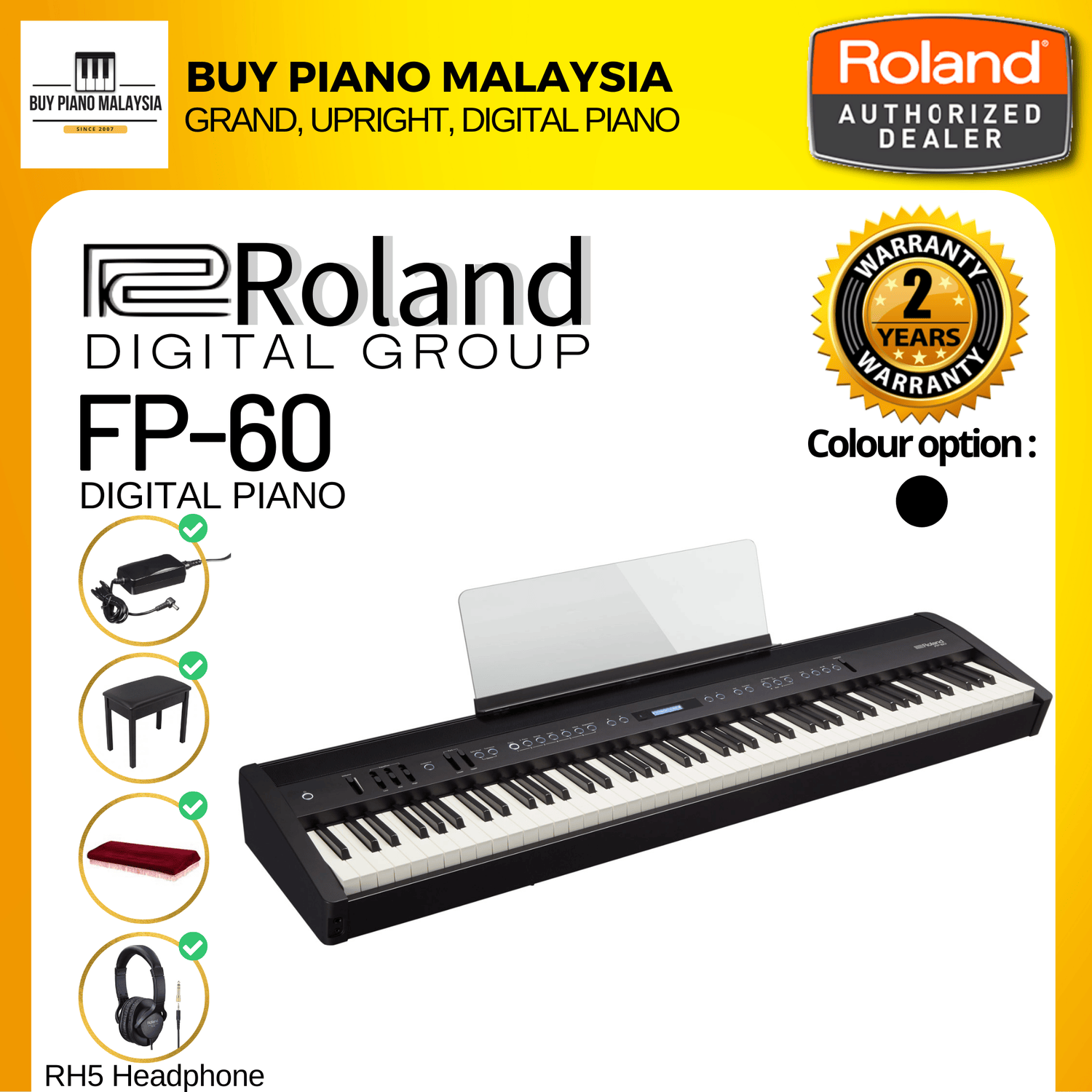 ROLAND FP60 (88-KEY DIGITAL PIANO) - pianocity.my